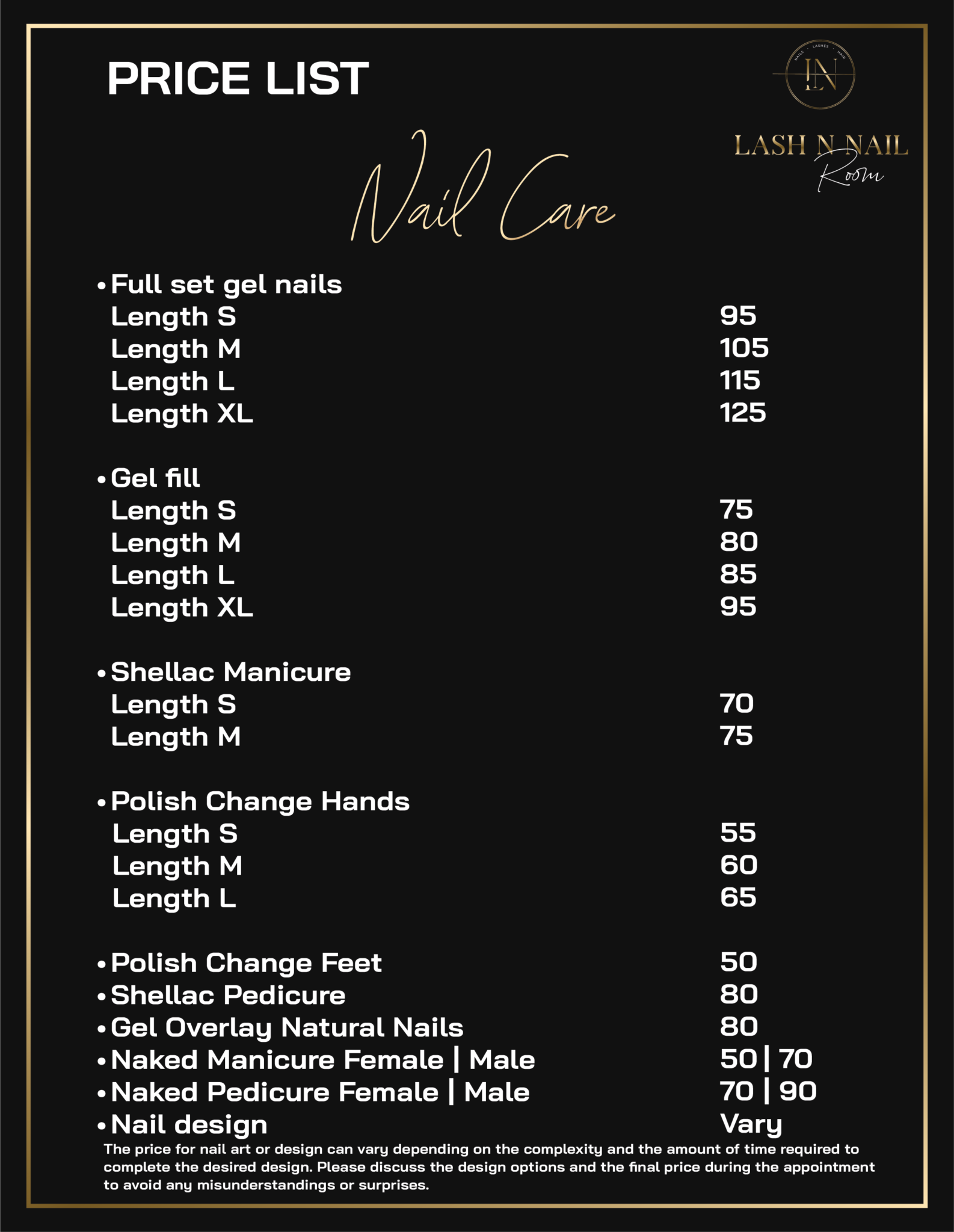Prices Lash n Nail Salon Barrie | Gel & Shellac | Eyelash, Brows, Lash Lift